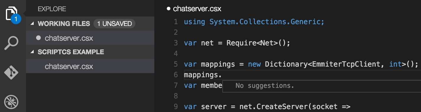 Scriptcs IntelliSense In Visual Studio Code